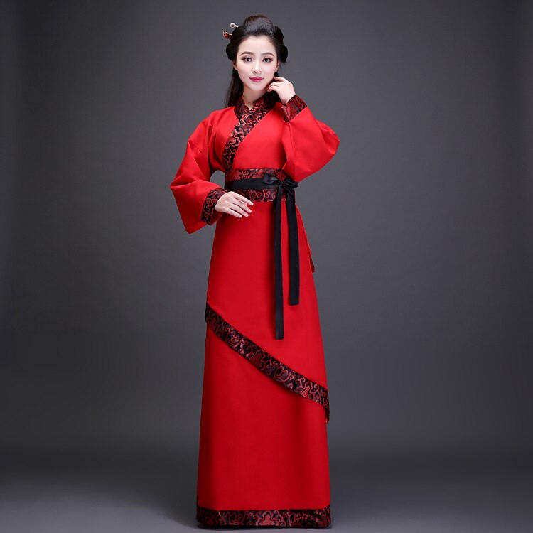 Chinese Folk Dance Red and Black Hanfu Classical D... – Grandado