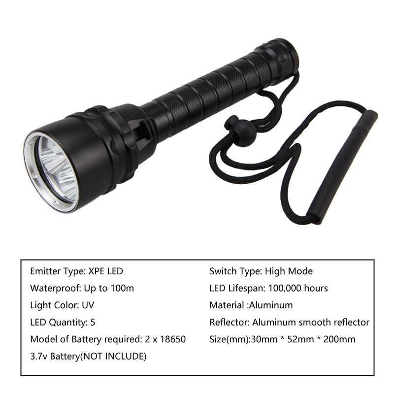 VASTFIRE Underwater 100m UV Diving Flashlight Torc... – Grandado