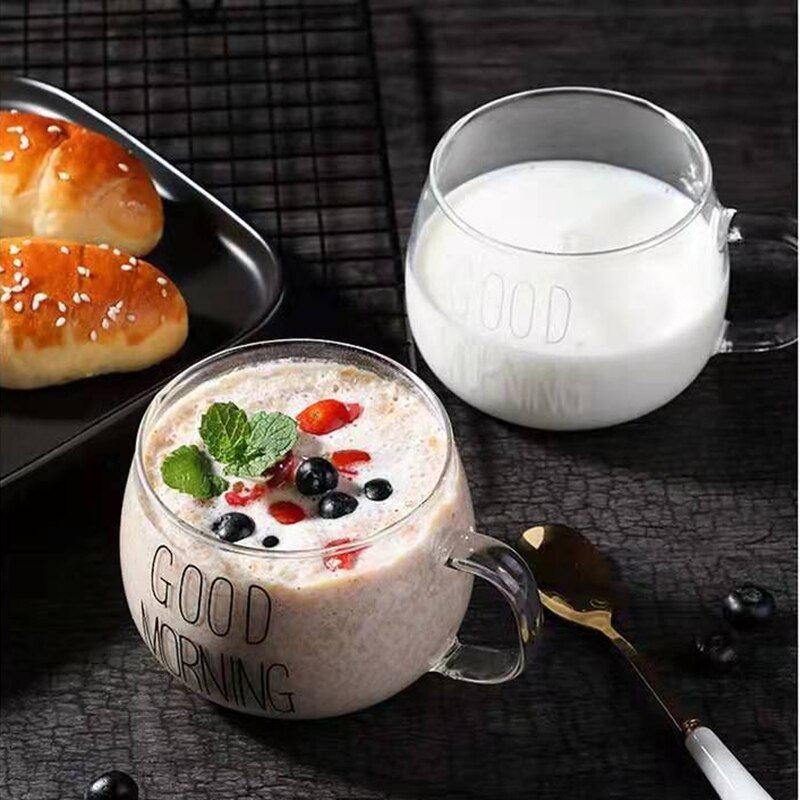 350ML Transparent Glass Cup Breakfast Coffee Cup L... – Vicedeal