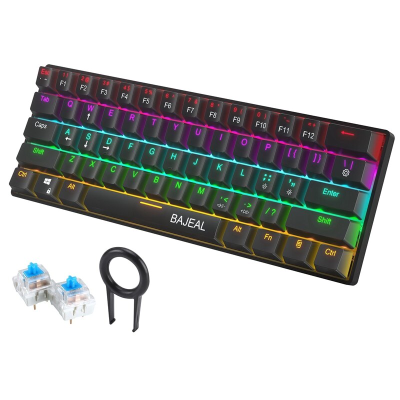 BAJEAL 61-Key Green Axis Mechanical Gaming Keyboar... – Grandado
