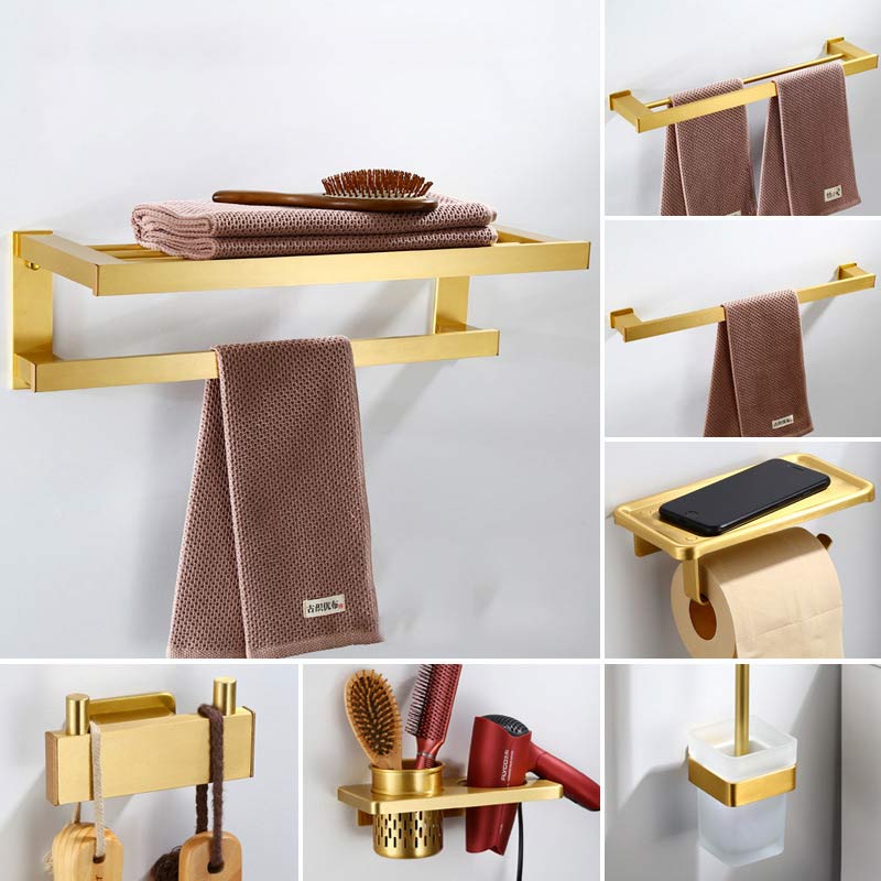 Yujie badkamer hardware set geborsteld gouden badk... – Vicedeal