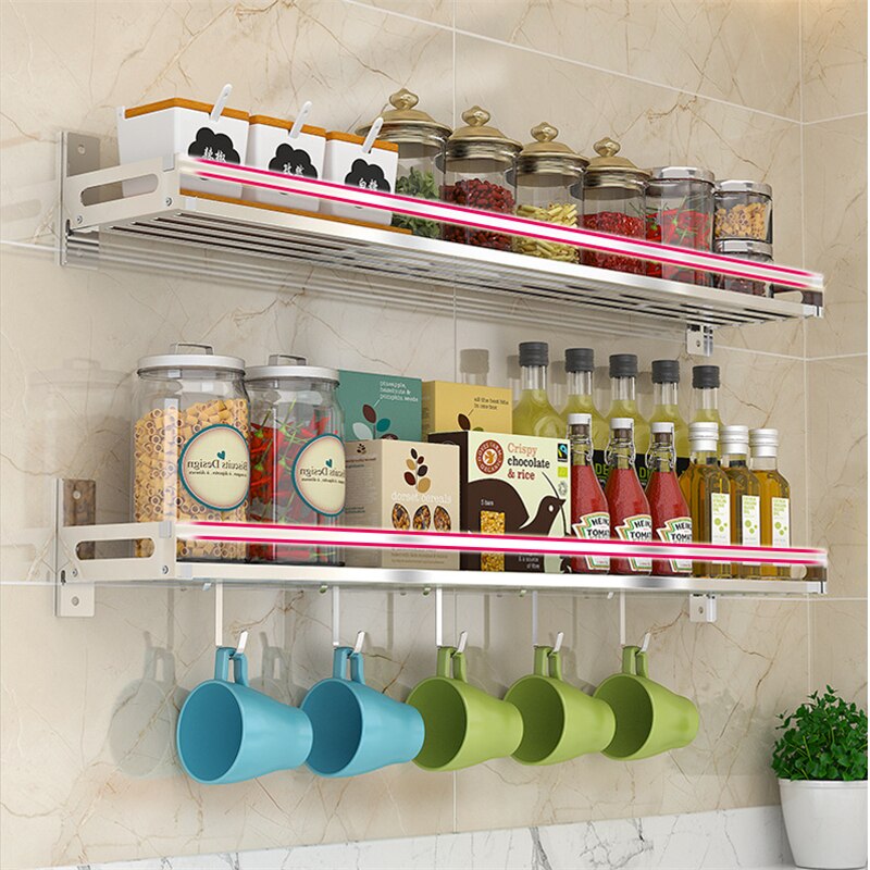 Kitchen Wall-Mounted Storage Shelf Rack Hanging Ho... – Grandado