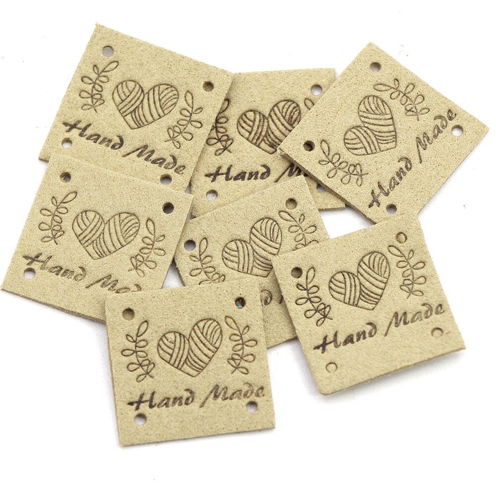 20Pcs Hand Made Heart Tags Square Leather Labels f... – Grandado