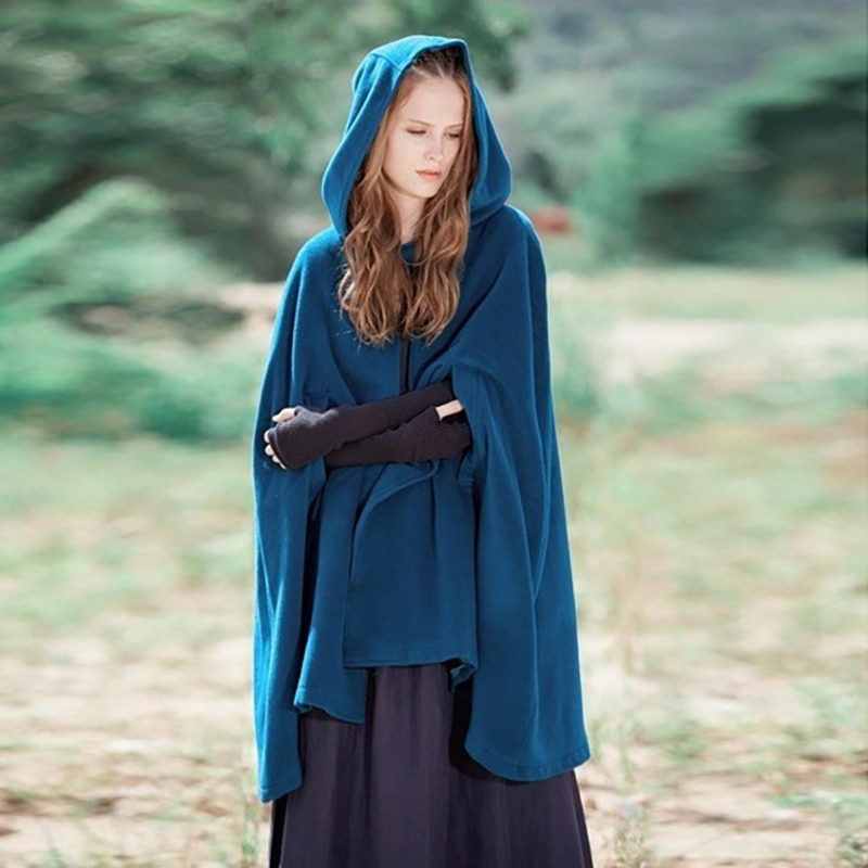 Winter Cloak Jacket Wool Women Gothic Hooded Capes... – Grandado