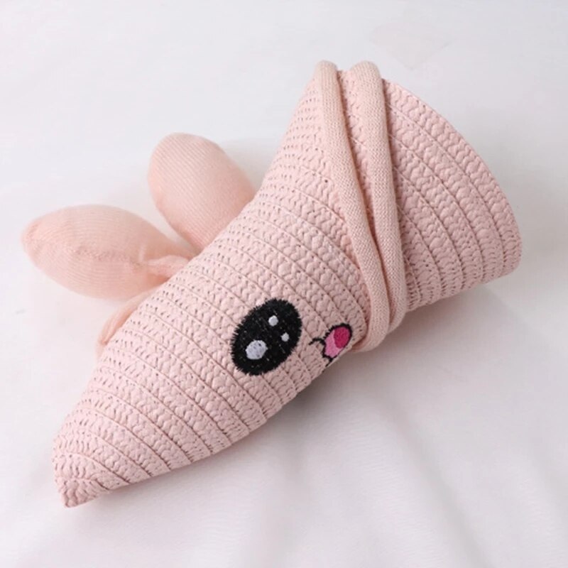 Summer Straw Bucket Hat Bunny Hat Pinch Moving Rab... – Grandado