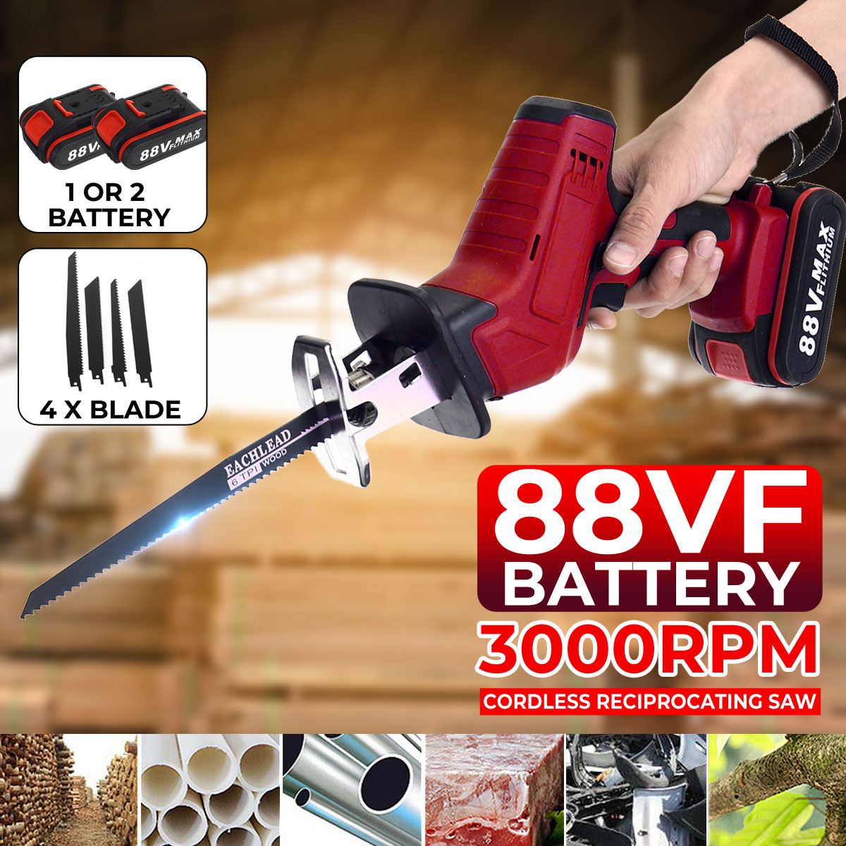 88V Accu Reciprozaag Hout/Metal Cutting Saw Sabel ... – Grandado