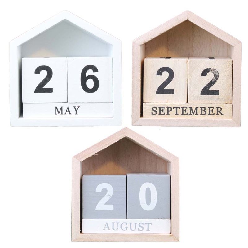 Vintage Wooden Perpetual Calendar Month Date Displ... – Vicedeal