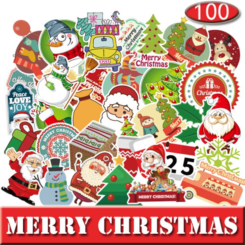 100pcs No-duplicate Stickers Waterproof Merry Chri... – Grandado