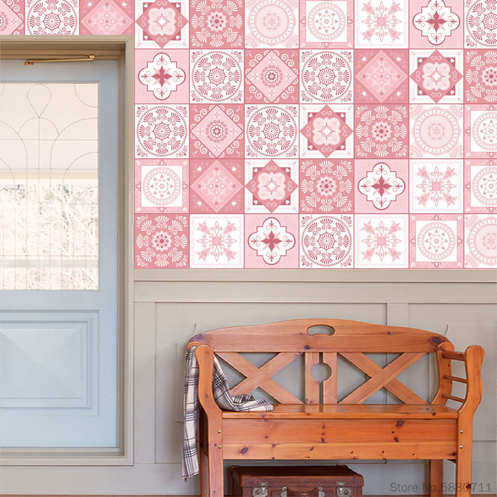 cz069 pink baroque brick stickers girly wall stick... – Grandado