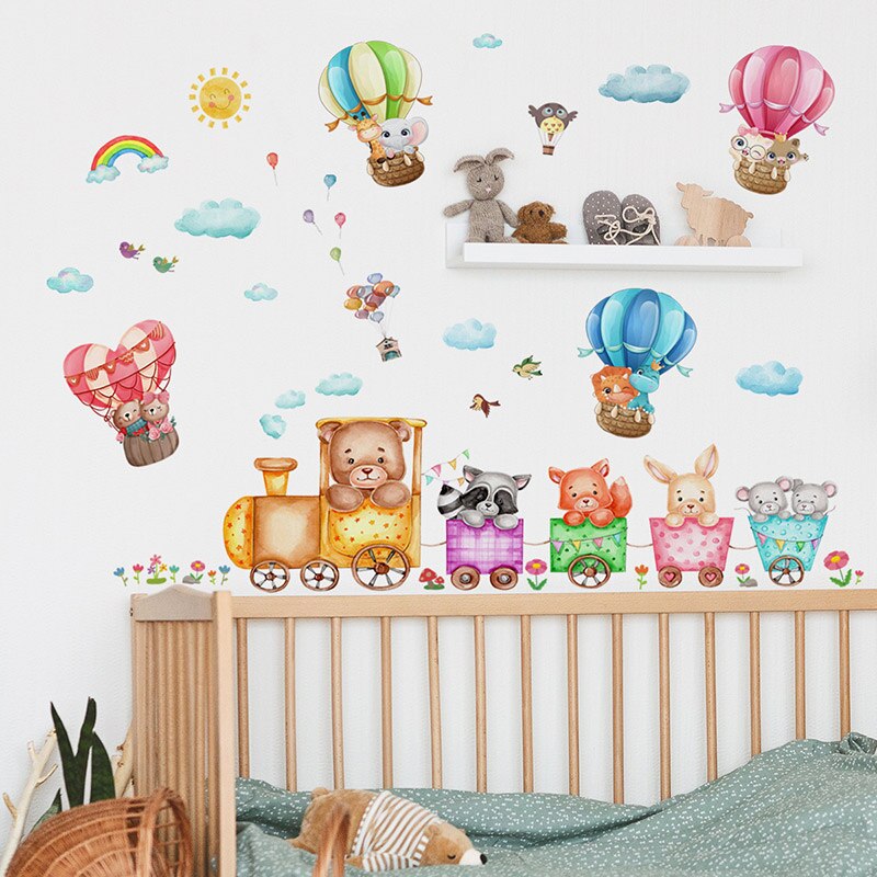 Cartoon Dieren Trein Muurstickers Voor Kwekerij Ki... – Vicedeal