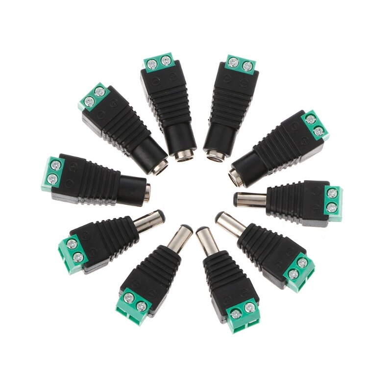 5 par han + hun 2.1 x 5.5mm dc strømstik stik adap... – Grandado