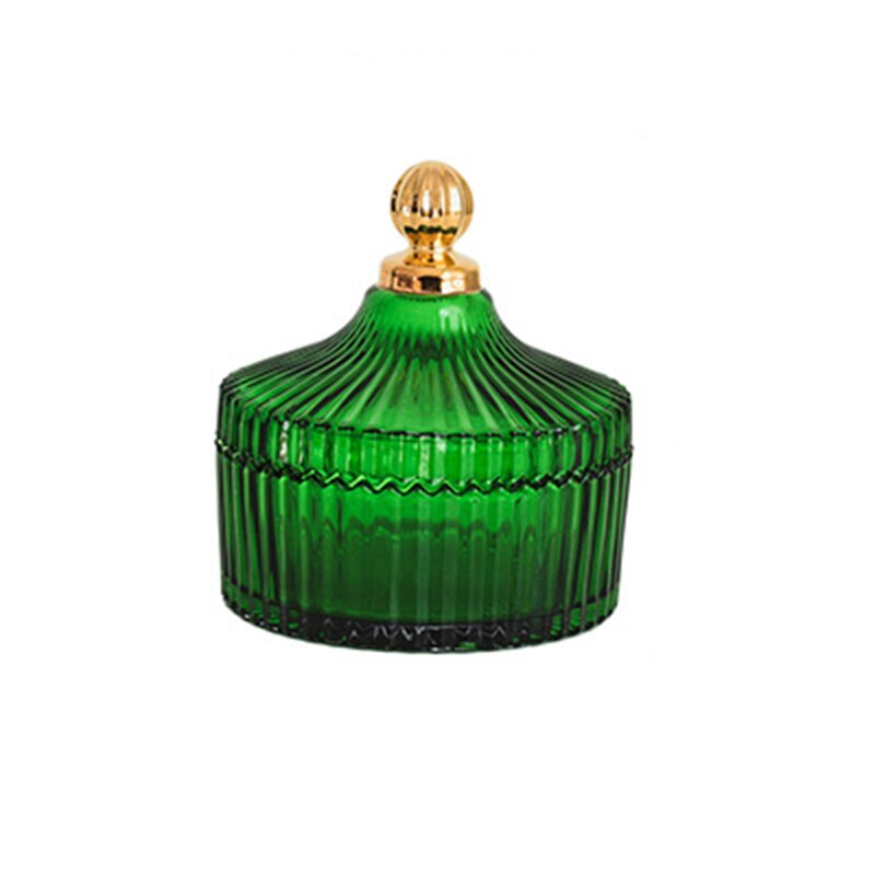 Handmade Green Glass Tealight Holders with lid for... – Grandado