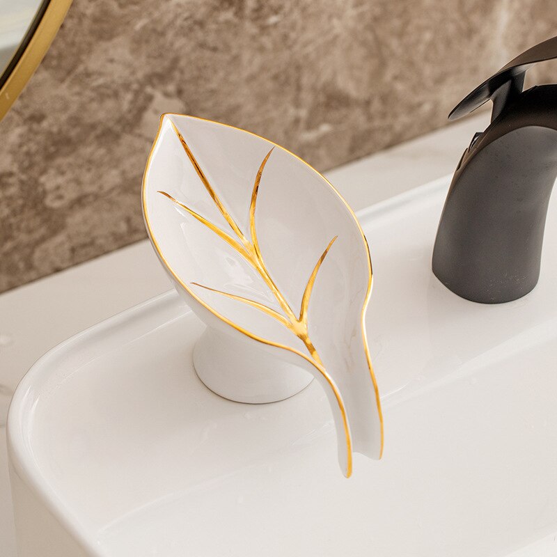 Ceramics Leaf Shape Soap Box Luxury Soap Dish Drai... – Grandado