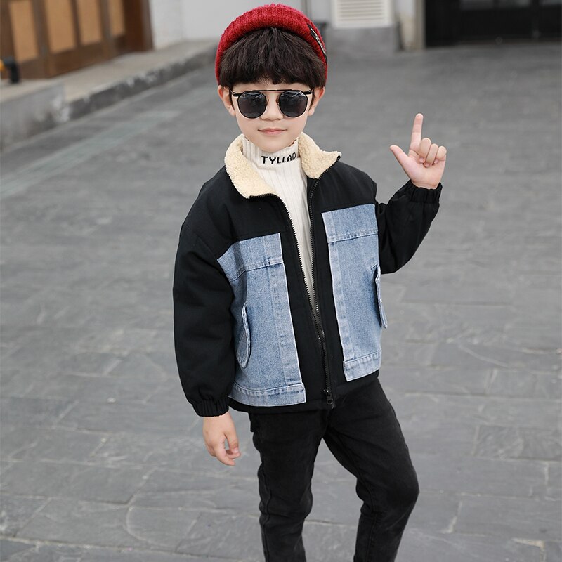 Baby boys winter coat Denim stitching thickening w... – Grandado