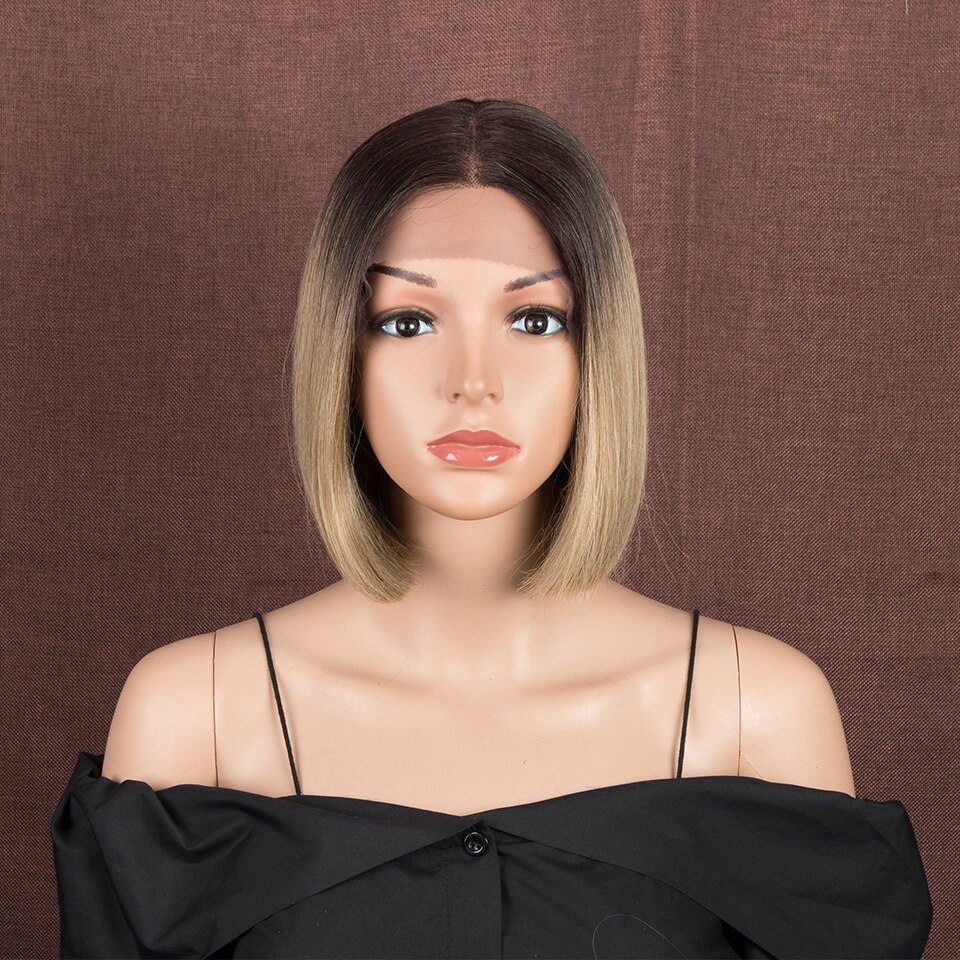 Magic 11inches Black Bob Wig Middle Part Synthetic... – Vicedeal