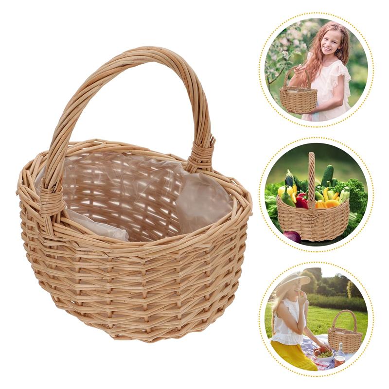 1Pc Rattan Woven Flower Basket Natural Storage Bas... – Grandado