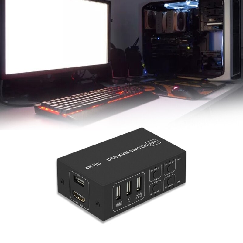 KVM Switch 4 Ports HDMI-compatible 4K 4 In 1 Out K... – Grandado