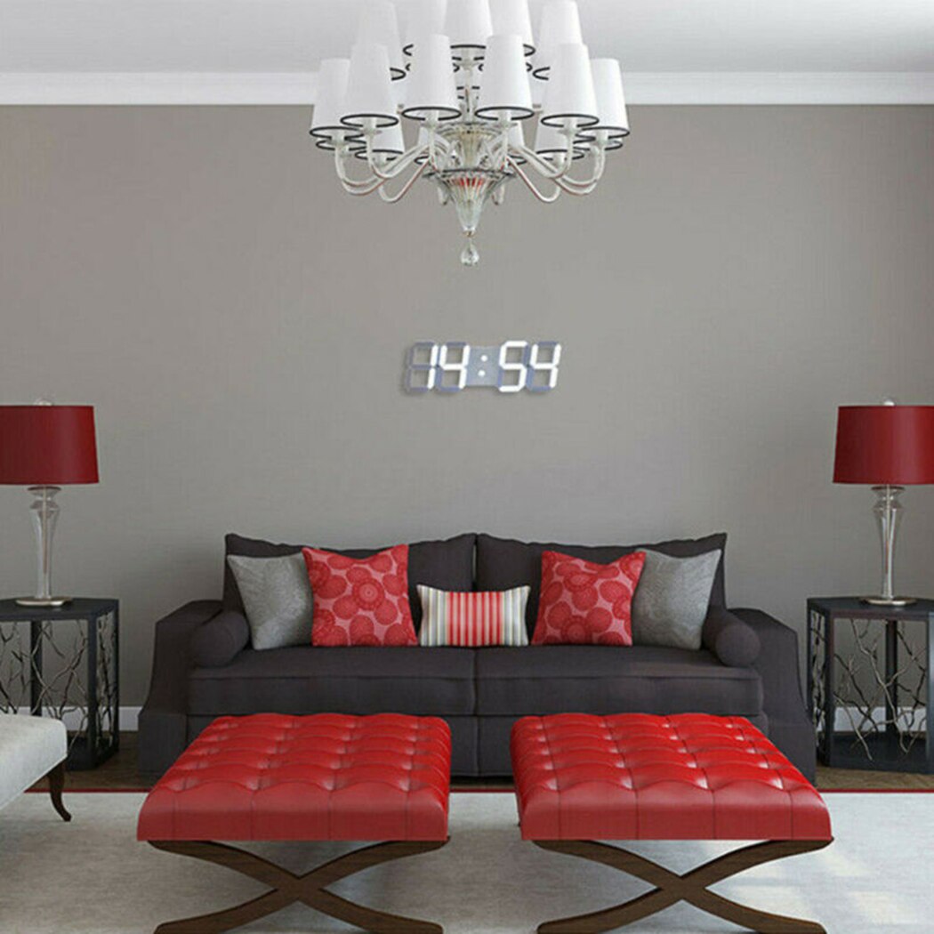 Office Wall Clock Decor Modern White Digital Clock... – Grandado