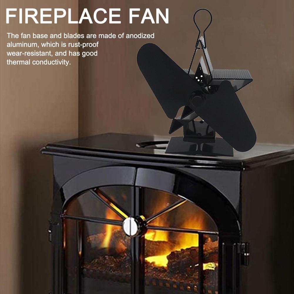 2 Blade Heat Powered Stove Fan Black Fireplace Fan... – Vicedeal