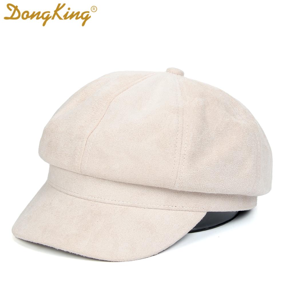 Women Suede Octagonal Hats Solid Newsboy Caps Vint... – Grandado
