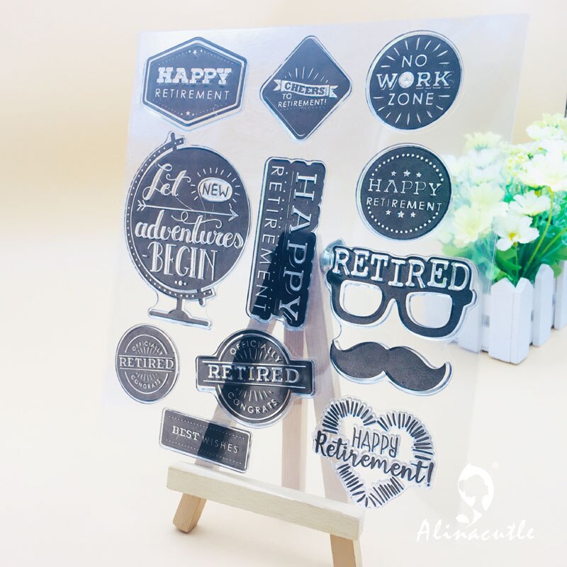 CLEAR STAMPS Die Cut Retirement Tag DIY Scrapbooki... – Vicedeal