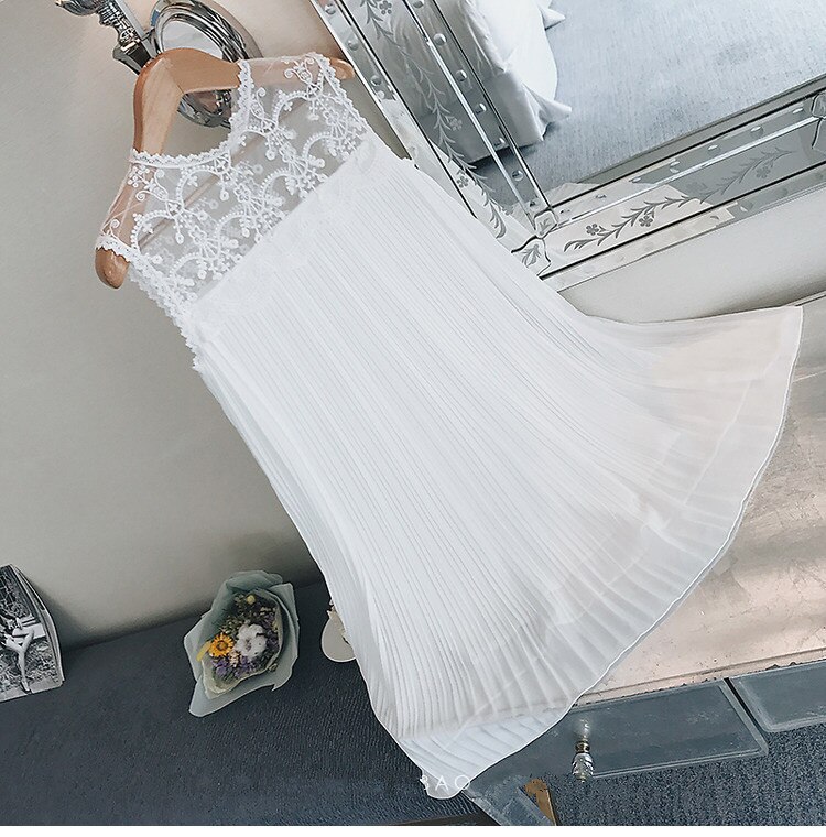 Hollow out lace patchwork chiffon pleated maternit... – Grandado