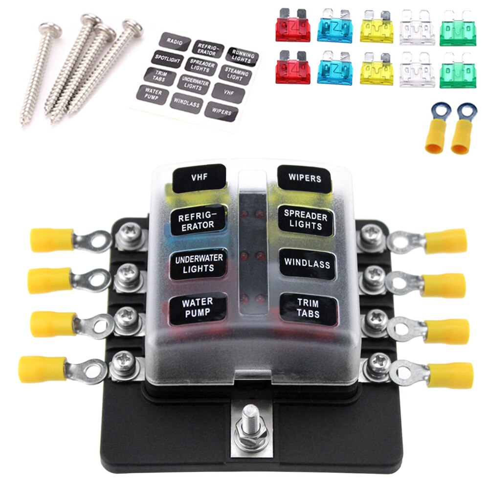 8 Way Blade Fuse Box Holder Zekering Blokken LED I... – Grandado