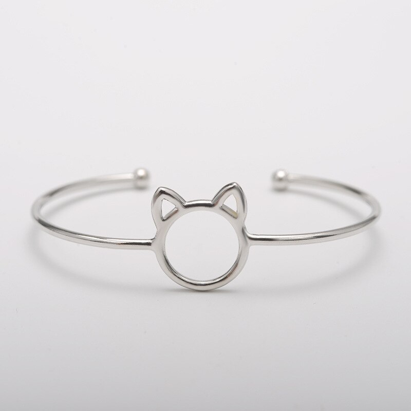 1 Piece lovely cat ear bangles black silver metal ... – Grandado
