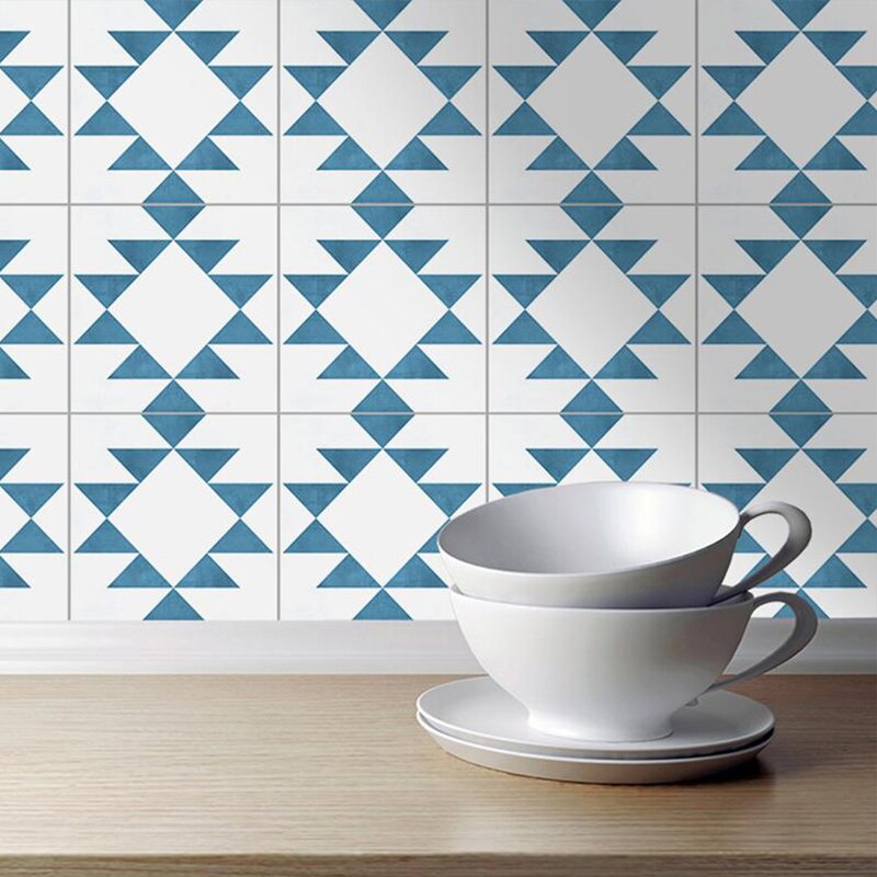 Mediterranean Blue Tile Floor Sticker PVC Bathroom... – Grandado