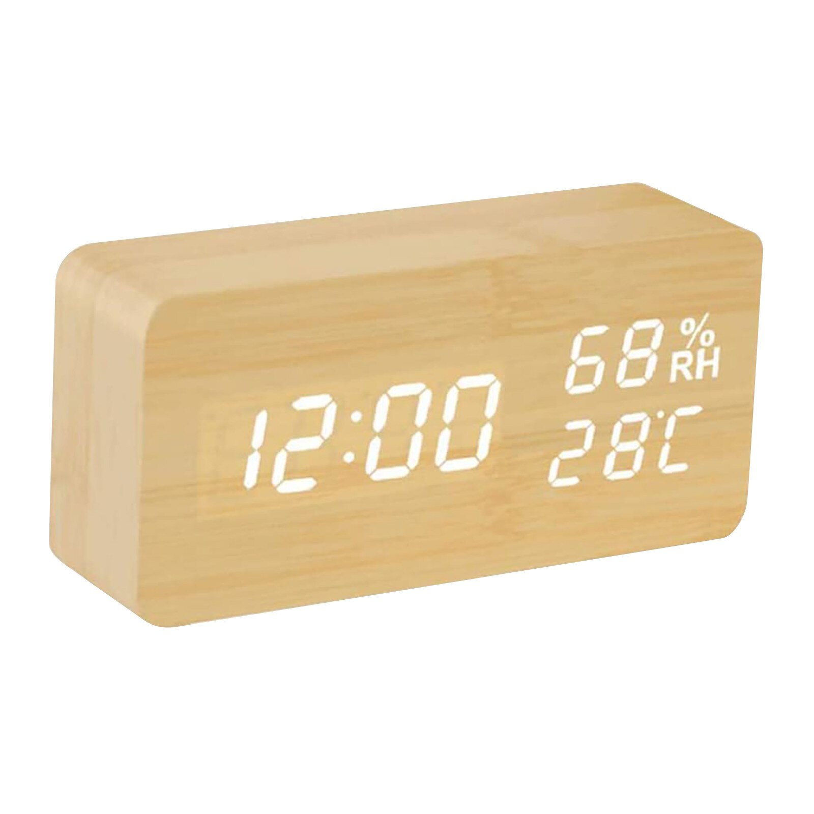 Mode Wekker Led Houten Horloge Tafel Voice Control... – Grandado