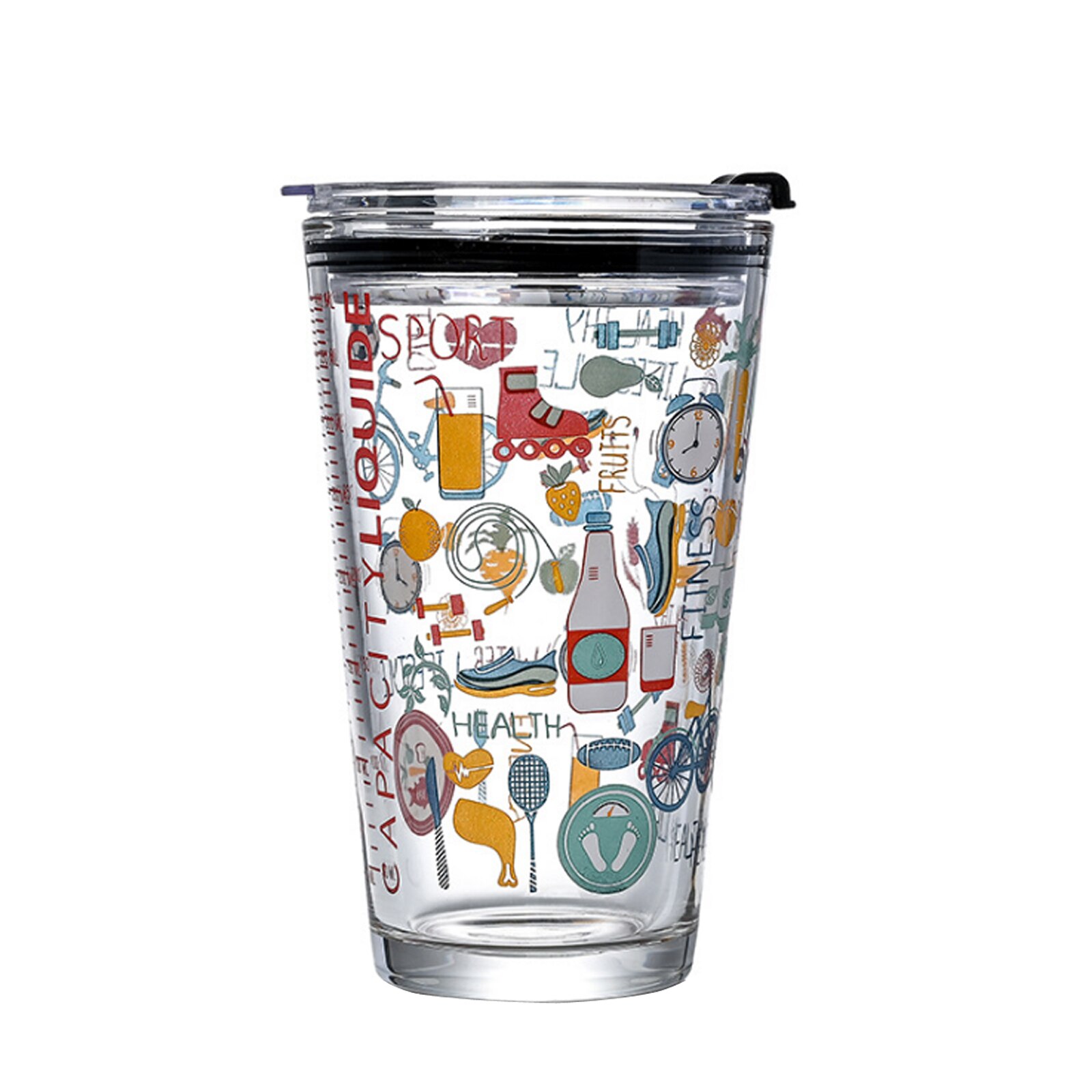 Cute 450ML Glass Straw Cup with Scale Transparent ... – Grandado