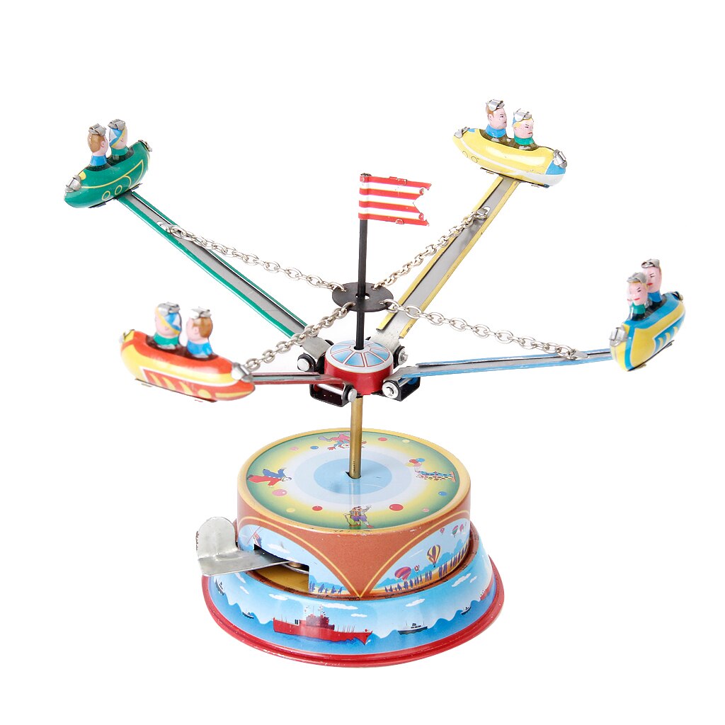 Retro Wind up Rotating Airplane Carousel Tin toy M... – Grandado