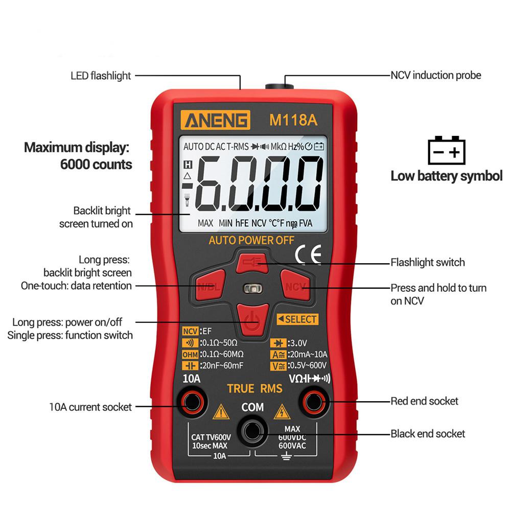 M118A Digitale Mini Multimeter Tester Auto Mmultim... – Vicedeal