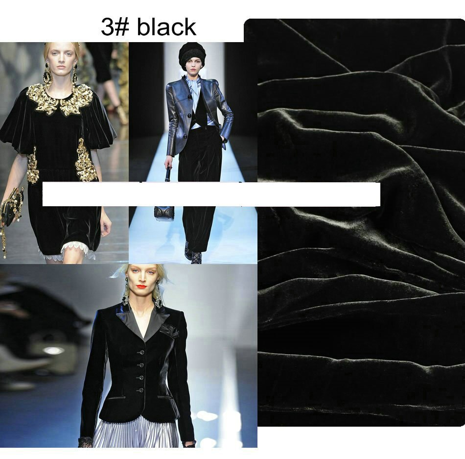 Black Silk Velvet Fabric 108cm/ 140cm width wide s... – Vicedeal