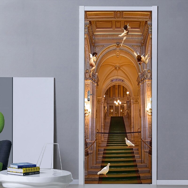 77x200cm 3D Angel Building Door Stickers For Livin... – Grandado
