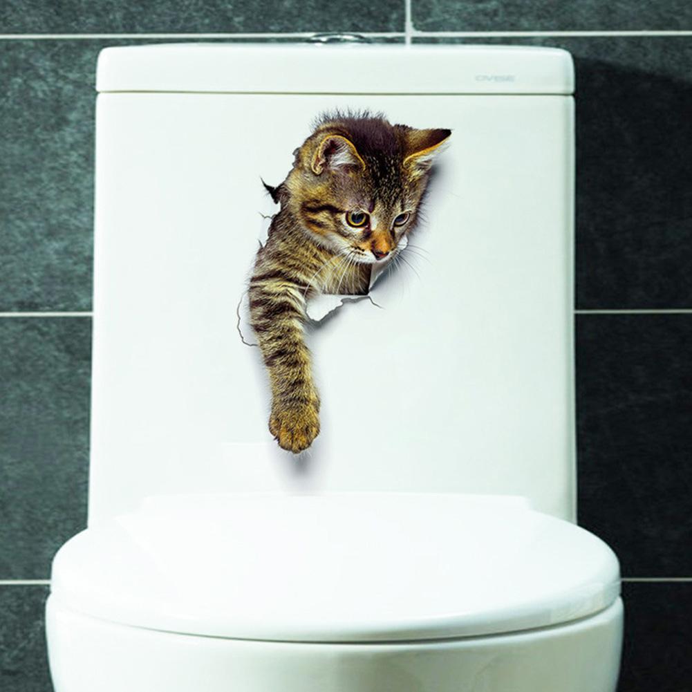 Hole View 3D Cat Wall Sticker Bathroom Toilet Livi... – Vicedeal
