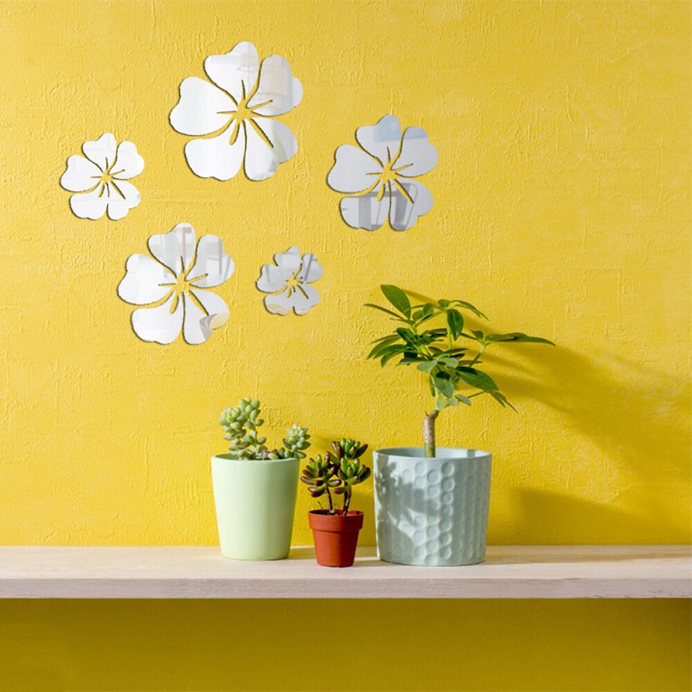 Modern Flowers Mirror Wall Stickers 3D DIY Wall De... – Grandado