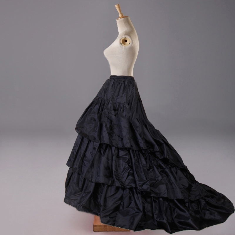 Black 3 HOOP Train MultiLayer Wedding Dress Bridal... – Grandado