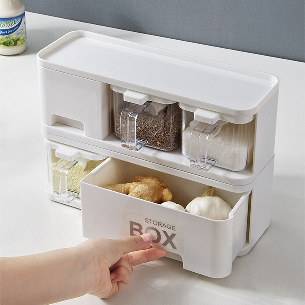 Plast krydder oppbevaringsboks sett kjøkken arrang... – Grandado