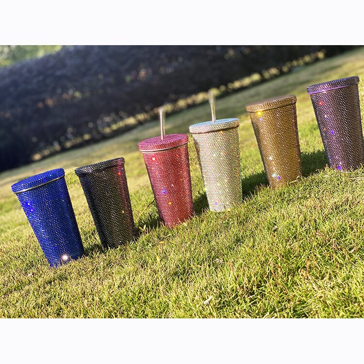 Diamond-studded Vacuum Flask Double Straw Cup Stic... – Vicedeal