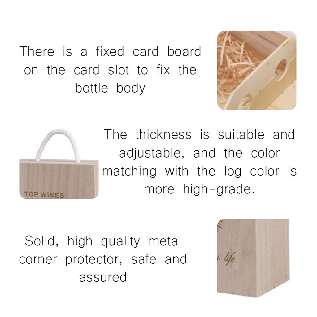 Træ vinkasse dobbelt flaske rem kasser skal boligd... – Vicedeal