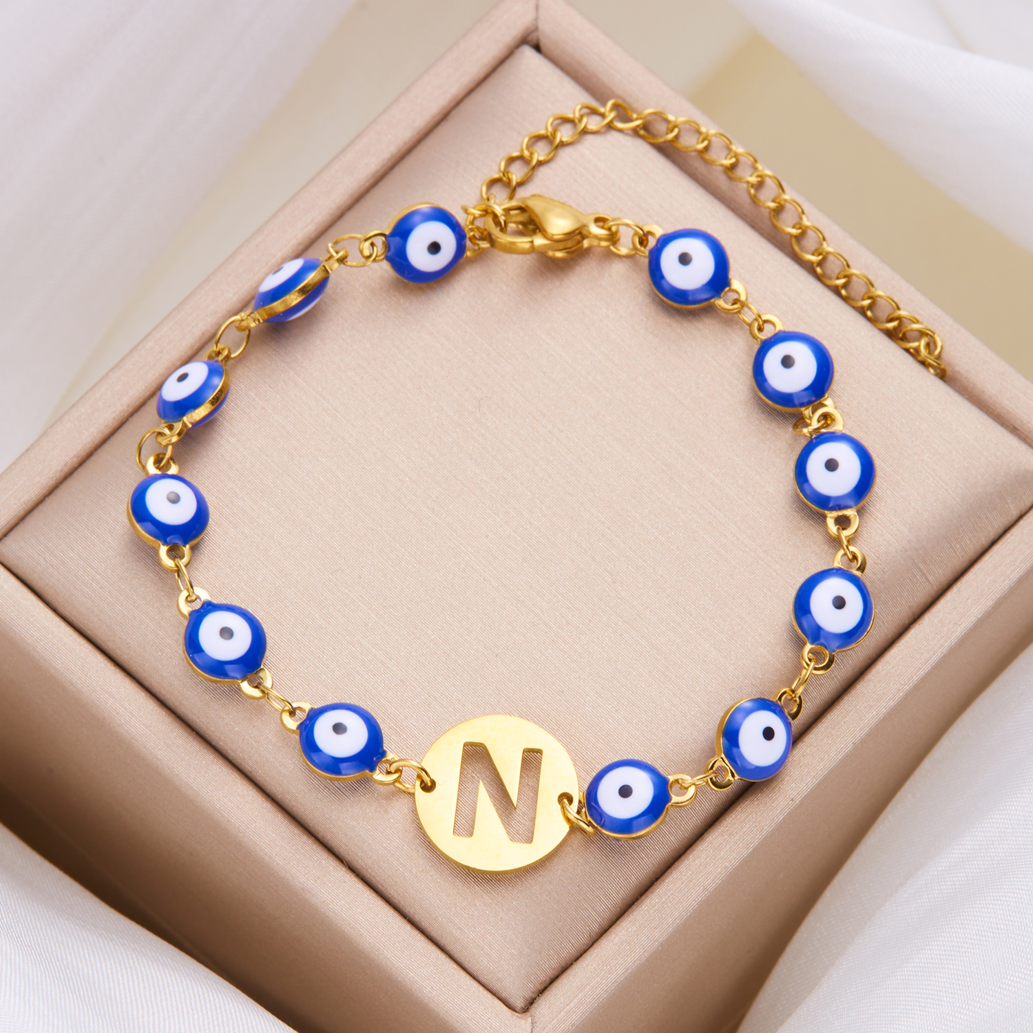 Lucky Turkey Evil Eye Bracelet For Women Men A-Z 2... – Grandado