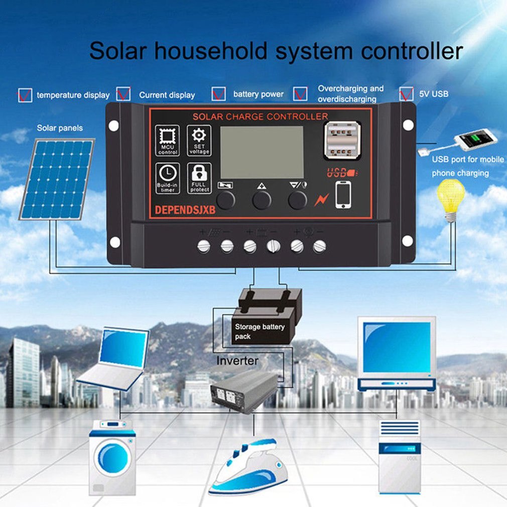 60A/50A/40A/30A/20A/10A 12V 24V Auto Solar Charge ... – Grandado