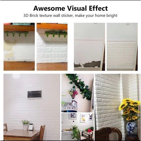 65mm Self-Adhesive White Flexible Sponge Brick Wal... – Grandado