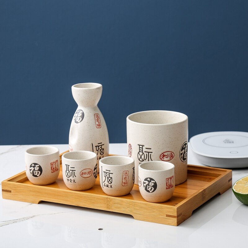 Japanese style antique sake white wine set ceramic... – Grandado
