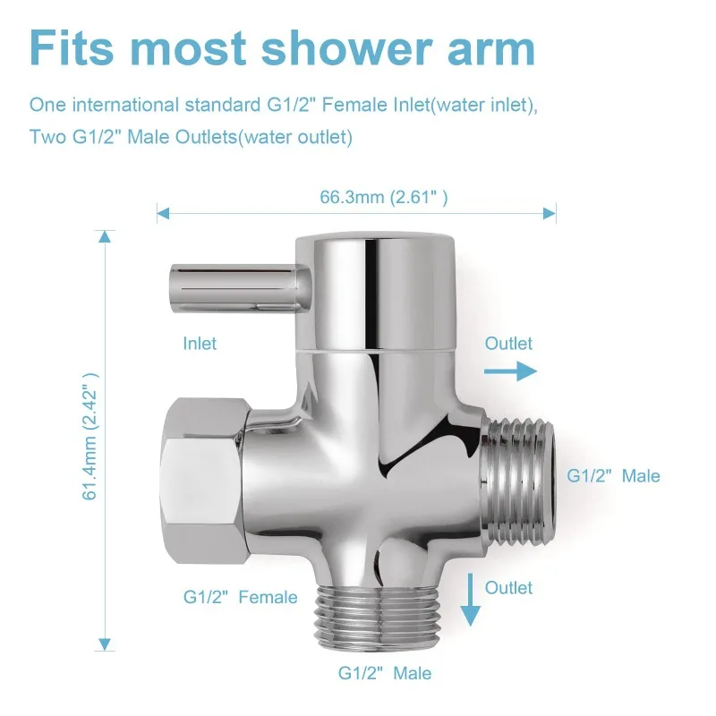 Brass Metal Shower Arm Diverter Valve 3 Way Water ... – Grandado