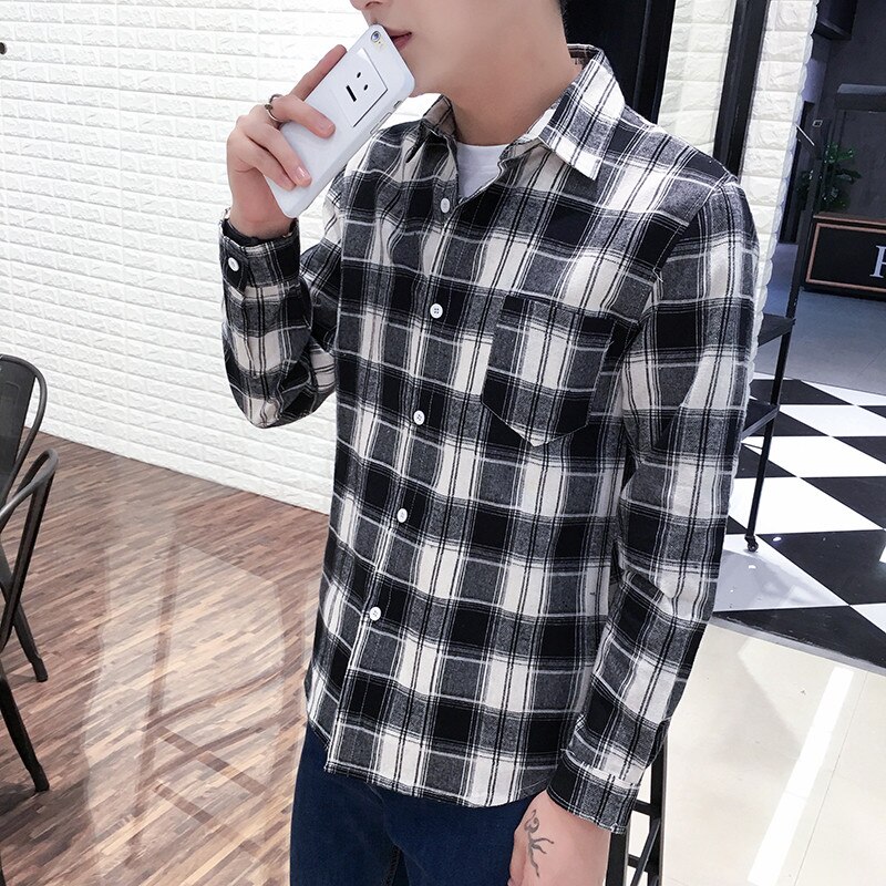 Shirt Heren Lange Mouw Herfst Plaid Mannetjes Kled... – Grandado