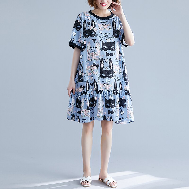 Summer Maternity Dress Woman Cute Cat Print Large ... – Grandado