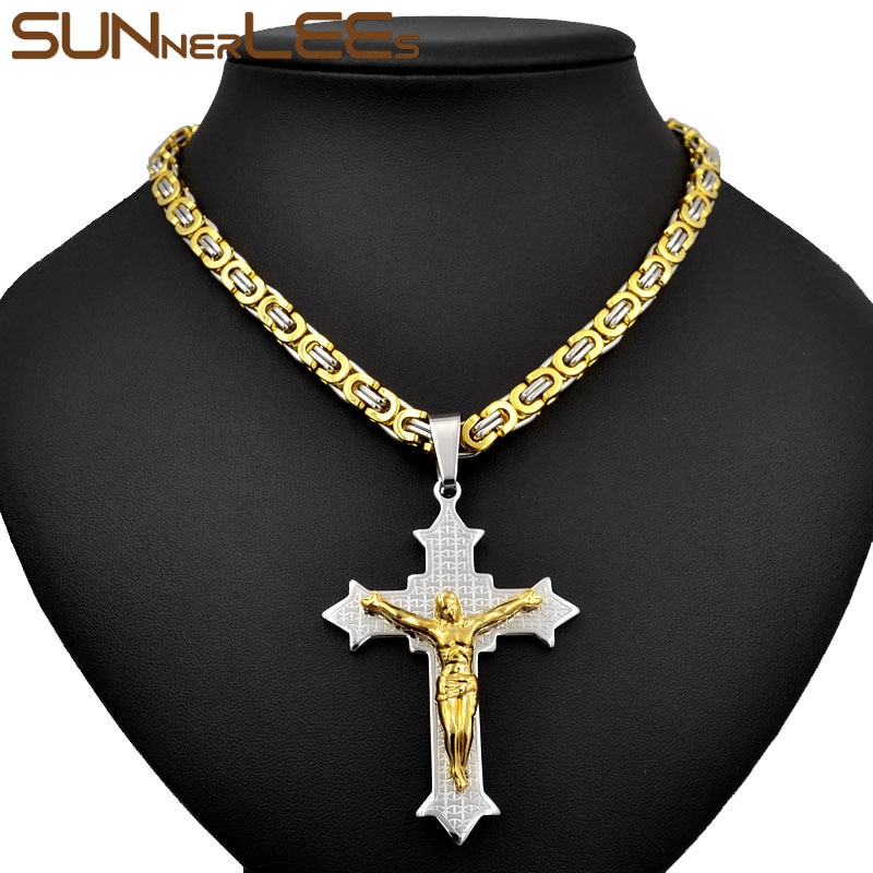 SUNNERLEES Stainless Steel Jesus Christ Cross Pend... – Grandado