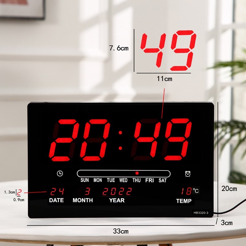 Large Electronic Wall Clock Alarm Hourly Chime Fun... – Grandado Large Electronic Wall Clock Alarm Hourly Chime Fun... – Grandado